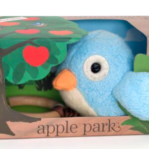 Apple Park Crawling Blue Birdie Teething Baby Toy - Hypoallergenic, 100% Organic Cotton, Bamboo Ring