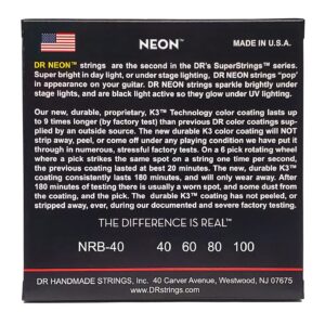 DR Strings Hi-Def Neon Red Bass Lite Strings (NRB40)