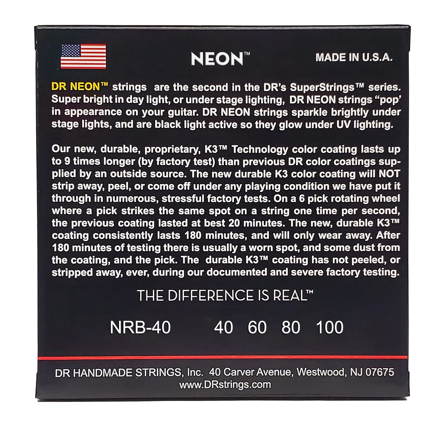 DR Strings Hi-Def Neon Red Bass Lite Strings (NRB40)