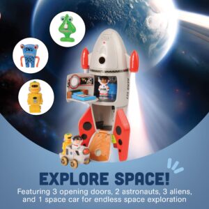 CP Toys Space Mission Rocket Ship Toy, Includes Astronaut Figurines, Aliens and Vehicle, Space Gifts, STEM Toddler Toys for Kids 3 Years and Older, 16.7"