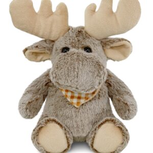 DolliBu Brown Sitting Moose Plush - Super Soft Moose Stuffed Animal, Wildlife Stuffed Moose Plush Toy, Cute Stuffed Animal for Boys and Girls, Plush Moose Gift for Baby, Kids, and Adults - 11 Inches