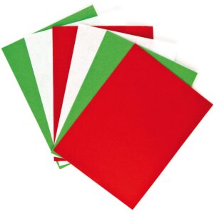 baker ross ex764 felt craft festive felt - pack of 10, red, green & white for kids to decorate, arts & crafts