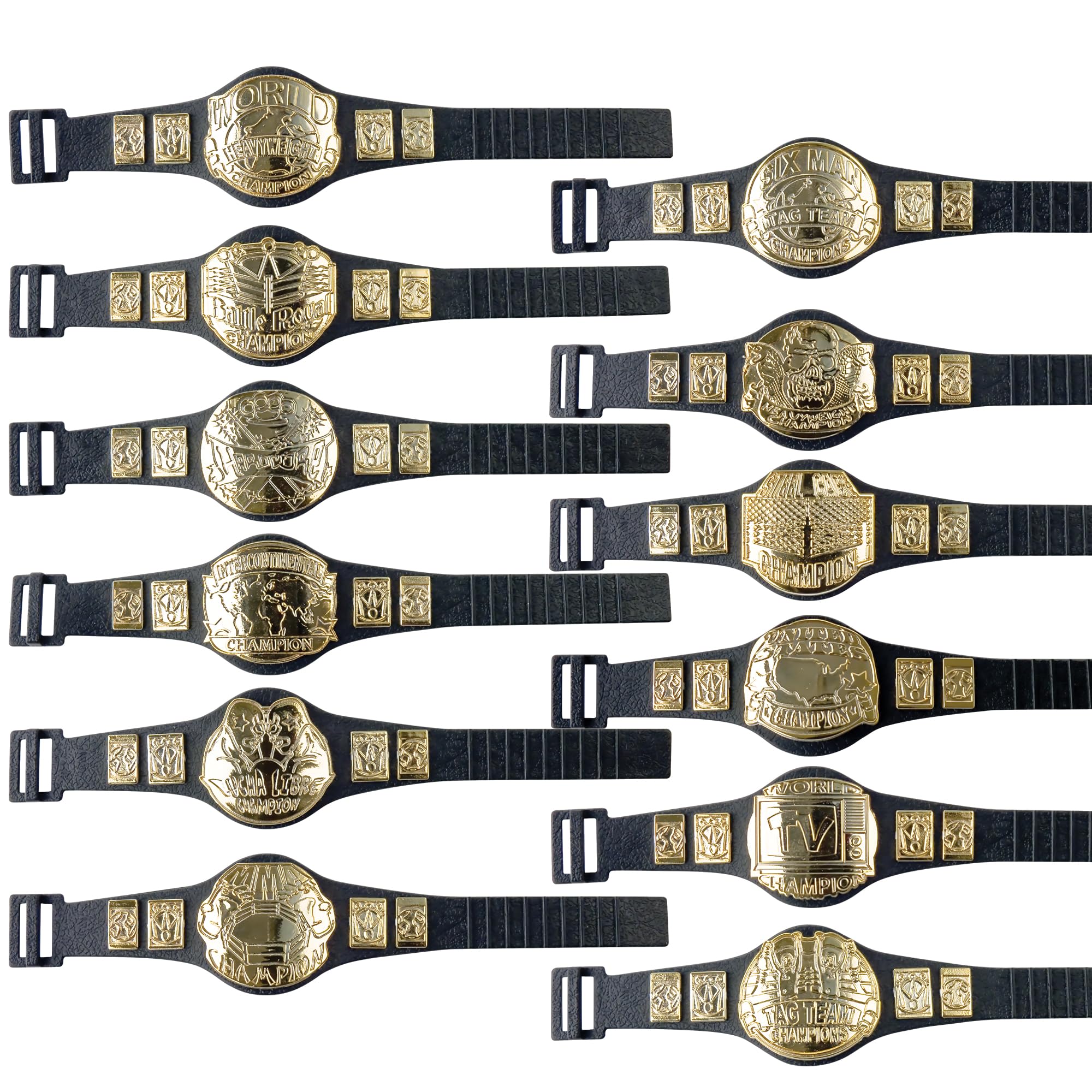 Complete Set of 24 Wrestling Figure Championship Belts for Wrestling Action Figures [Series 1 & 2]