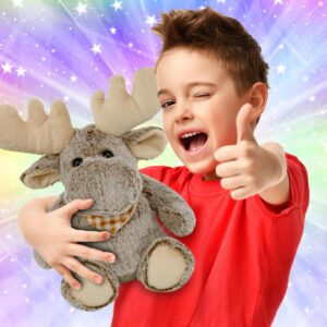 DolliBu Brown Sitting Moose Plush - Super Soft Moose Stuffed Animal, Wildlife Stuffed Moose Plush Toy, Cute Stuffed Animal for Boys and Girls, Plush Moose Gift for Baby, Kids, and Adults - 11 Inches