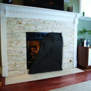 Fireplace Blocker Fireplace Cover (32″L x 42″H), Fireplace Draft Stopper Save On Your Energy Bills – Fire Resistant Fireplace Draft Cover - Magnetic Fireplace Cover Secures to Fireplace Screen