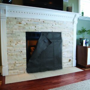 Fireplace Blocker Fireplace Cover (32″L x 42″H), Fireplace Draft Stopper Save On Your Energy Bills – Fire Resistant Fireplace Draft Cover - Magnetic Fireplace Cover Secures to Fireplace Screen