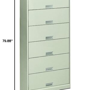 HON 6-Shelf Filing Cabinet - 600 Series Metal Pull Shelf File, Light Gray (H626)