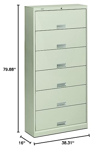 HON 6-Shelf Filing Cabinet - 600 Series Metal Pull Shelf File, Light Gray (H626)