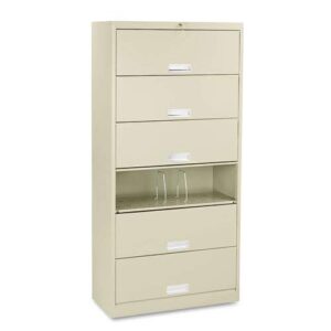 HON 6-Shelf Filing Cabinet - 600 Series Metal Pull Shelf File, Light Gray (H626)