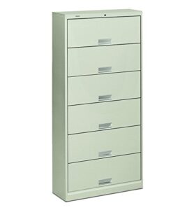 hon 6-shelf filing cabinet - 600 series metal pull shelf file, light gray (h626)