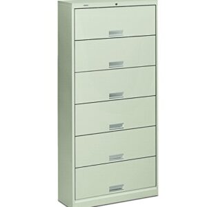 HON 6-Shelf Filing Cabinet - 600 Series Metal Pull Shelf File, Light Gray (H626)