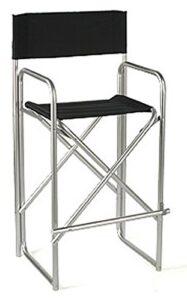 displays2go aluminum director's chair with black canvas back and seat, 47-inch, satin silver