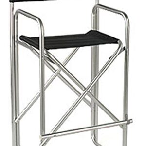 Displays2go Aluminum Director's Chair with Black Canvas Back and Seat, 47-Inch, Satin Silver