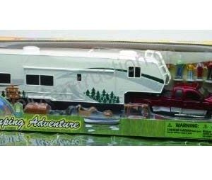 Camping Adventure 1:32 Ford Fifth Wheel Camping Set Truck Trailer Diecast and Accessories