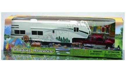 Camping Adventure 1:32 Ford Fifth Wheel Camping Set Truck Trailer Diecast and Accessories