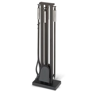 pilgrim home and hearth 18039 contemporary fireplace tool set, 32" h, 22 lb, matte black with brushed steel handles