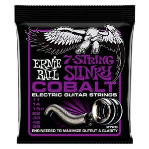 ernie ball 7-string power slinky cobalt electric guitar strings, 11-58 gauge (p02729)