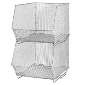 Ybmhome Mesh Stacking Bin Silver (SOLD AS 1 BIN) Storage Containers Pantry Organizers Great for Food, Crafts, Cleaning or Pantry Items 1130 (Medium 8.5 X 10 X 8)