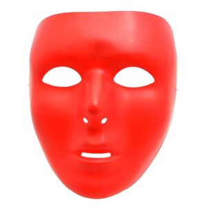 red plastic full face mask for adults - 6.25" x 7.75" (1 count) - eye-catching color, bold & durable - perfect fit & comfort - ideal for costume parties & special events