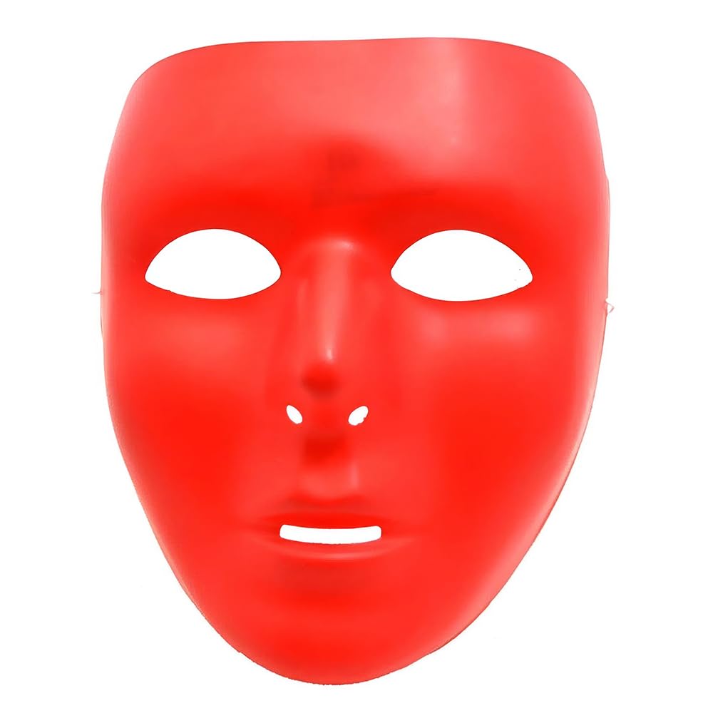 Red Plastic Full Face Mask For Adults - 6.25" x 7.75" (1 Count) - Eye-Catching Color, Bold & Durable - Perfect Fit & Comfort - Ideal For Costume Parties & Special Events