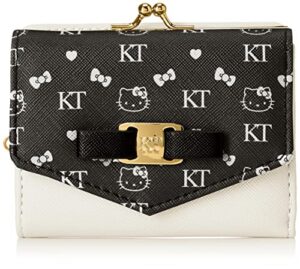 ardie(アルディ) aldi hk71 women's tri-fold wallet with gamaguchi monogram hello kitty black