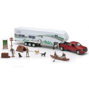 Camping Adventure 1:32 Ford Fifth Wheel Camping Set Truck Trailer Diecast and Accessories