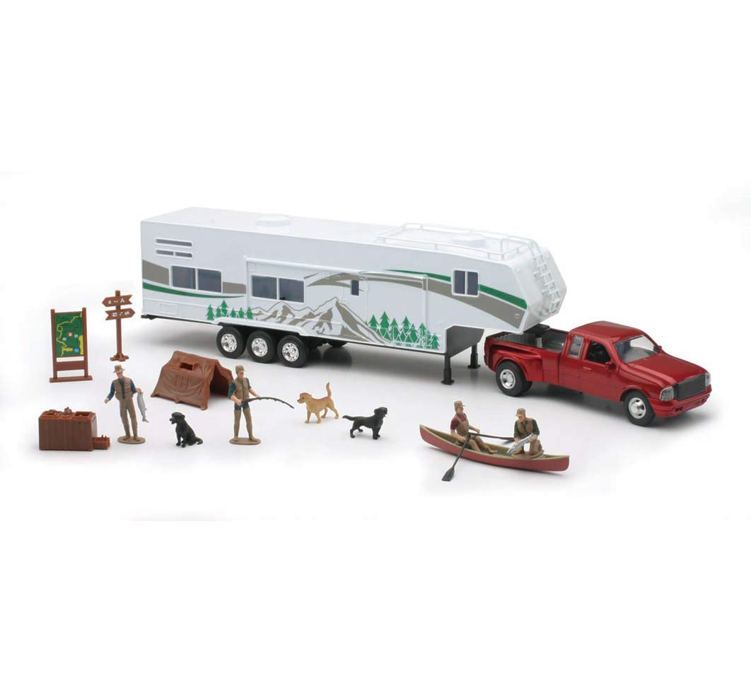 Camping Adventure 1:32 Ford Fifth Wheel Camping Set Truck Trailer Diecast and Accessories