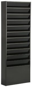 displays2go file folder wall rack with 11 tiered pockets, shows only the top portion of a file folder, office filing rack for wall mount - black powder-coated steel