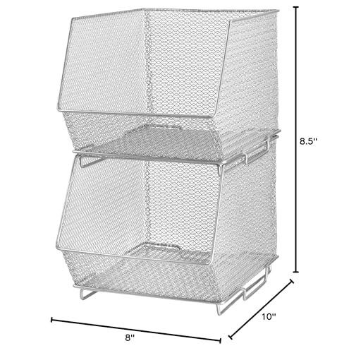 Ybmhome Mesh Stacking Bin Silver (SOLD AS 1 BIN) Storage Containers Pantry Organizers Great for Food, Crafts, Cleaning or Pantry Items 1130 (Medium 8.5 X 10 X 8)