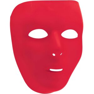 Red Plastic Full Face Mask For Adults - 6.25" x 7.75" (1 Count) - Eye-Catching Color, Bold & Durable - Perfect Fit & Comfort - Ideal For Costume Parties & Special Events