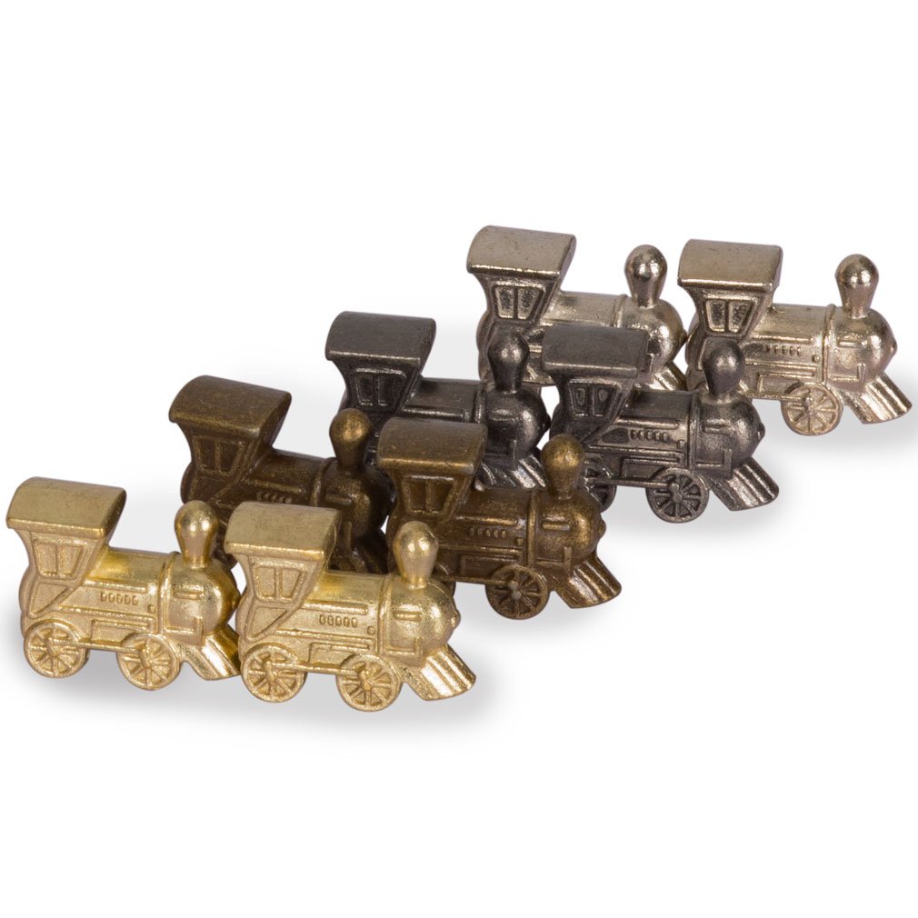 Yellow Mountain Imports Mexican Train Complete Set with Double 12 Dominoes (Pips/Dots), Wooden Hub, Die Cast Train Markers, and Scorepad