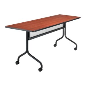 safco products 2070cybl impromptu rectangle mobile training table, 48" w x 24" d, cherry top/black base