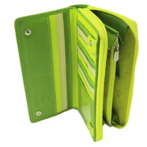 Visconti RB 55 Multi Colored Ladies Soft Leather Checkbook Wallet And Purse (Green/Yellow)