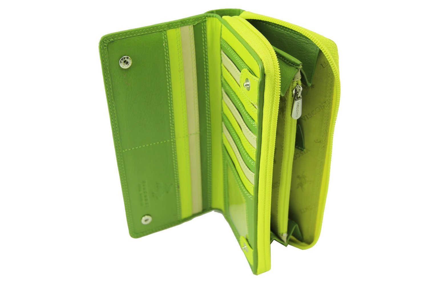 Visconti RB 55 Multi Colored Ladies Soft Leather Checkbook Wallet And Purse (Green/Yellow)