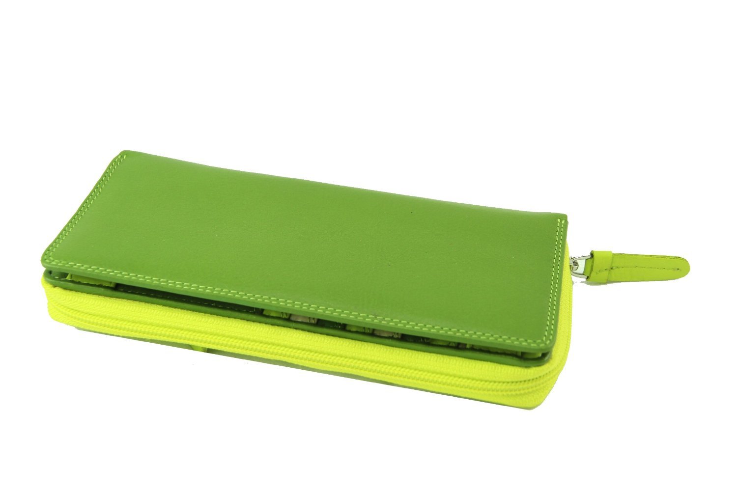 Visconti RB 55 Multi Colored Ladies Soft Leather Checkbook Wallet And Purse (Green/Yellow)