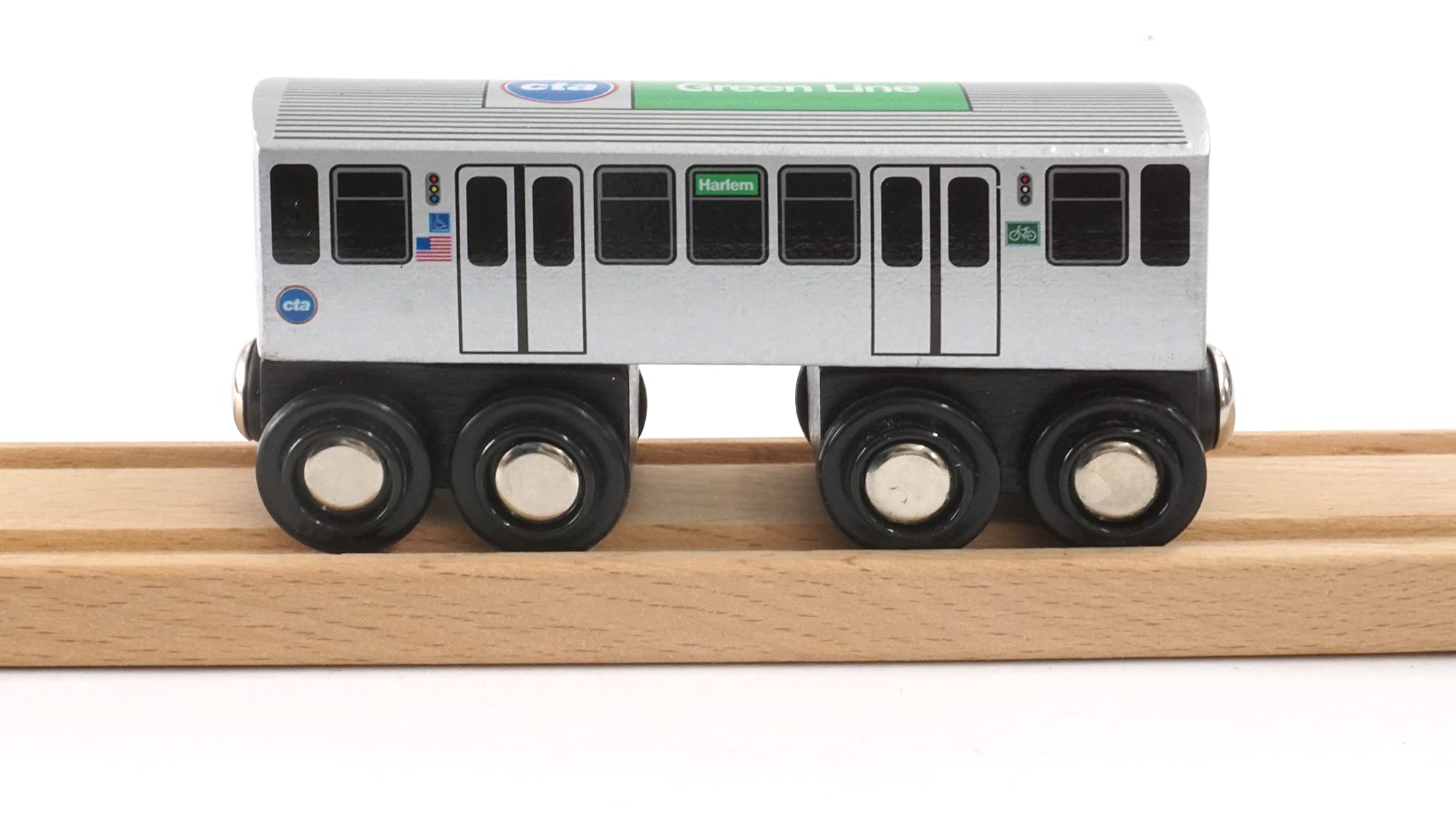 MUNI PALS Munipals Chicago Transit Authority Wooden Railway Green Line–Child Safe and Tested Wood Toy Train