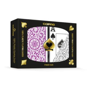 copag 1546 design 100% plastic playing cards, poker size (standard) purple/grey jumbo index (1 set)