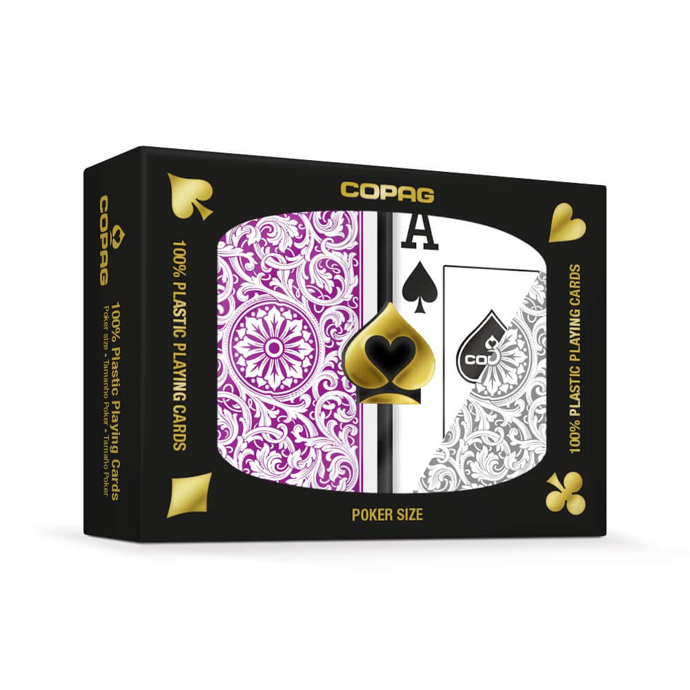 Copag 1546 Design 100% Plastic Playing Cards, Poker Size (Standard) Purple/Grey Jumbo Index (1 Set)