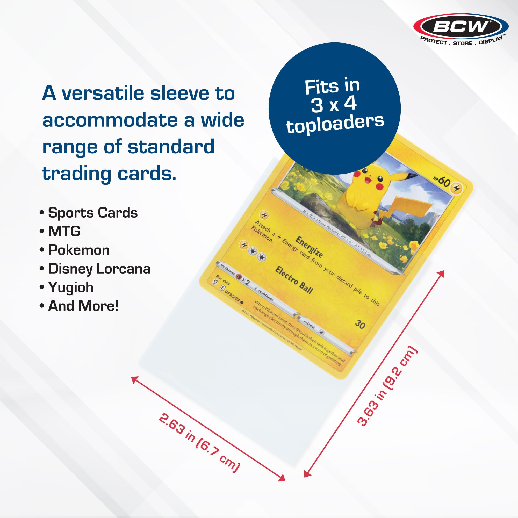 BCW Card Sleeves, 2 5/8 x 3 5/8"