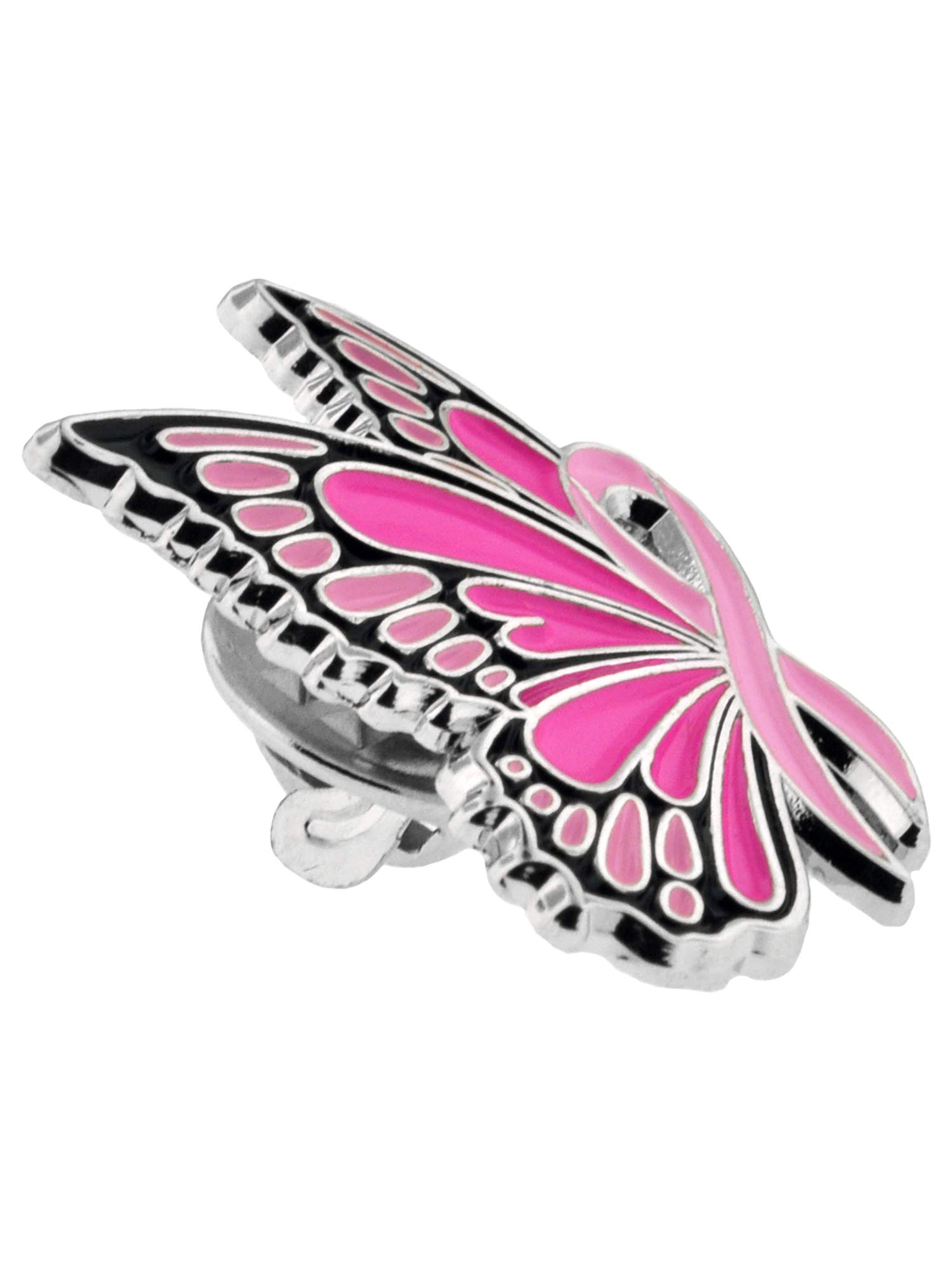 PinMart Breast Cancer Awareness Butterfly Pink Ribbon Enamel Lapel Pin - 1 Piece