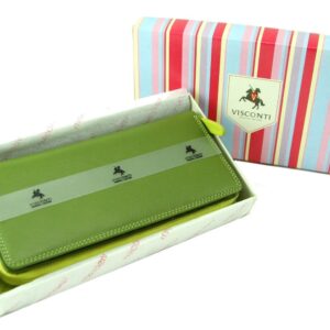 Visconti RB 55 Multi Colored Ladies Soft Leather Checkbook Wallet And Purse (Green/Yellow)