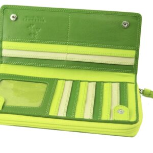 Visconti RB 55 Multi Colored Ladies Soft Leather Checkbook Wallet And Purse (Green/Yellow)