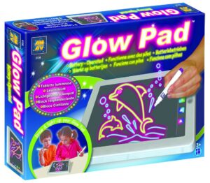 amav glow pad - portable hi-tech drawing board for kids toy tablet-size with 7 interchanging blinking colorful lights. children’s light up coloring board, arts & crafts set