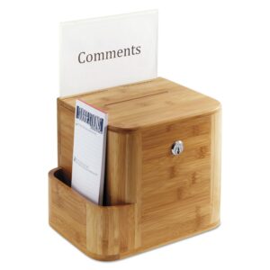 Safco Products 4237NA Wood Suggestion, Charity, Voting Box, Lock and Card Storage Pocket, Freestanding or Wall Mounted, Includes Suggestion Cards