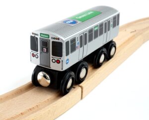 muni pals munipals chicago transit authority wooden railway green line–child safe and tested wood toy train