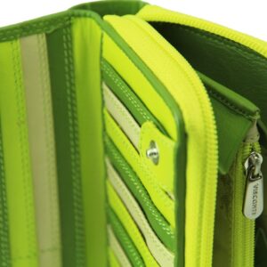 Visconti RB 55 Multi Colored Ladies Soft Leather Checkbook Wallet And Purse (Green/Yellow)