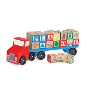 melissa & doug alphabet blocks wooden truck educational toy