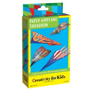 creativity for kids paper airplane squadron - create 20 paper airplanes, crafts for boys and girls, stocking stuffers and gift for boys, kids activities for ages 6-8+