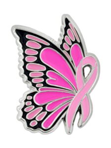 pinmart breast cancer awareness butterfly pink ribbon enamel lapel pin - 1 piece