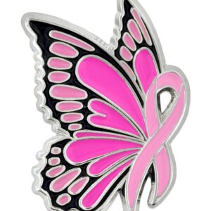 PinMart Breast Cancer Awareness Butterfly Pink Ribbon Enamel Lapel Pin - 1 Piece